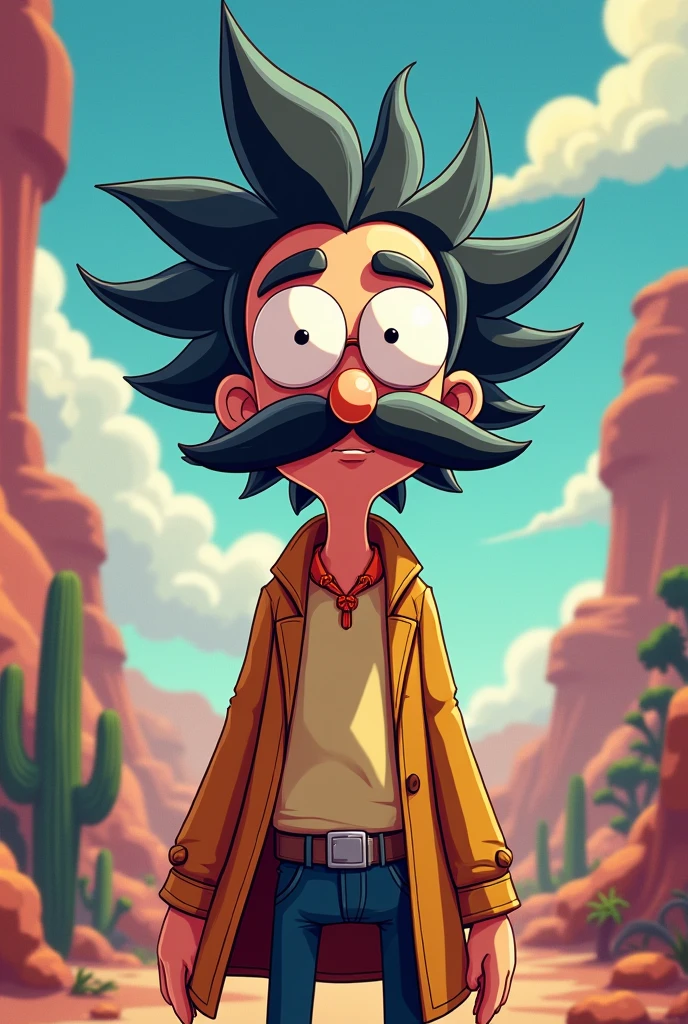 Rick Sanchez version cartoon avec une moustache de mexicain - SeaArt AI