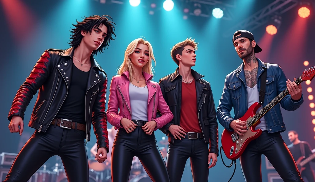 The realistic photo shows a 1 thin male, weisser teen boy rockstar ...