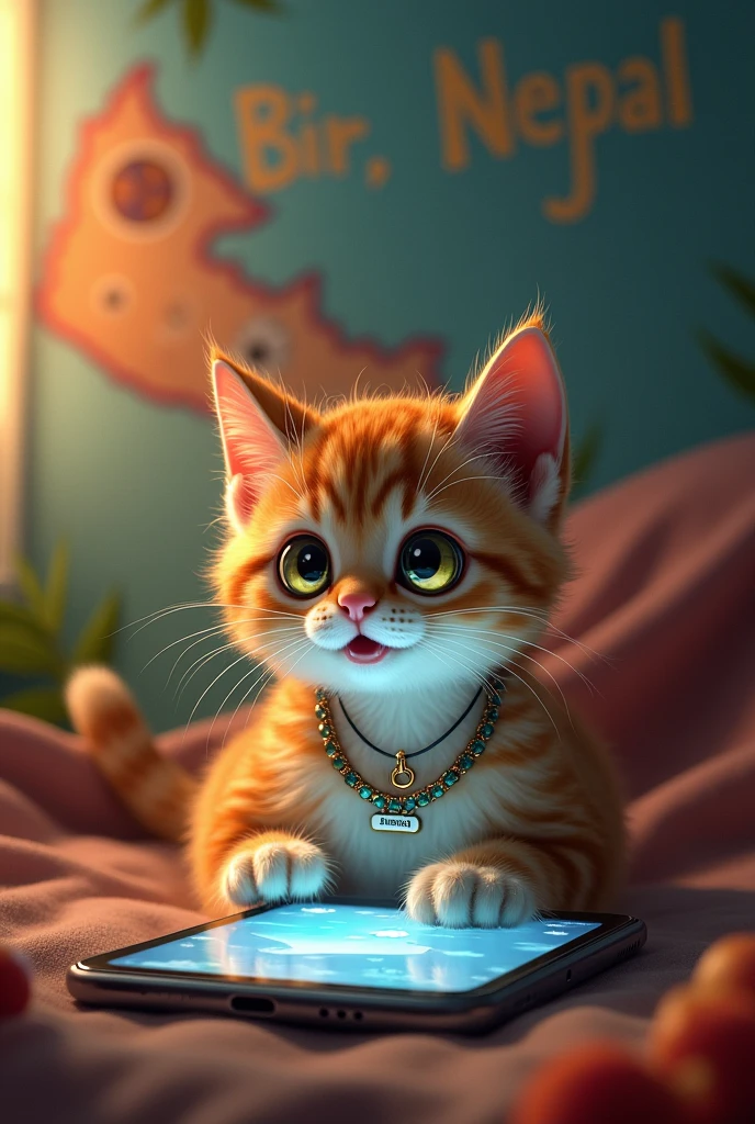 Kitty playing mobile and wearing necklace of manoj love meow named ...