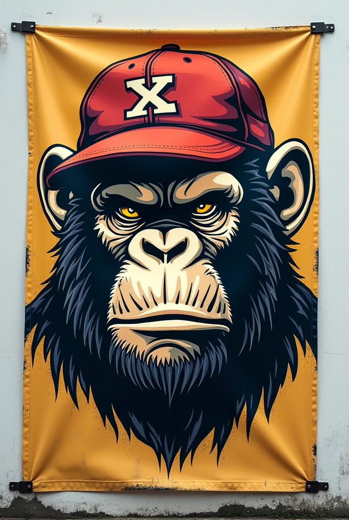 They hated banner with ape picture wearing baseball cap - SeaArt AI