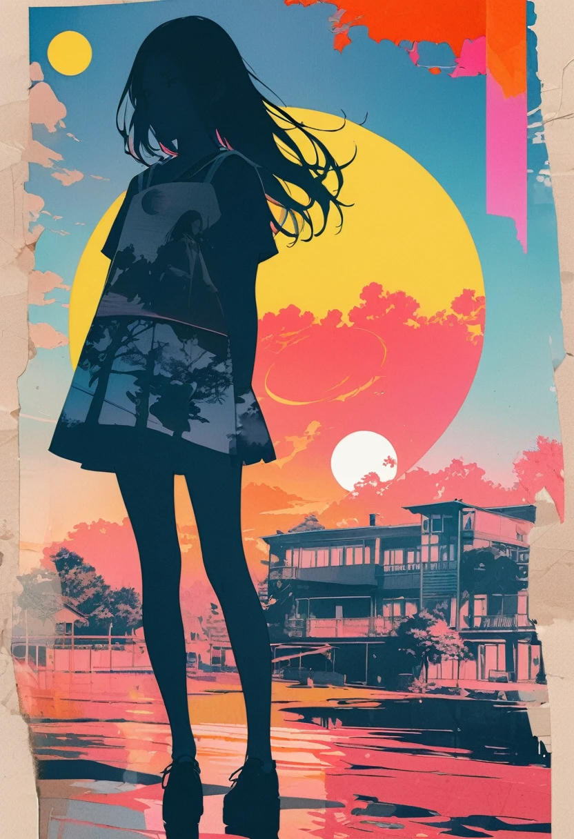 (masterpiece, best quality),(double exposure moon: 1.2), woodblock ...