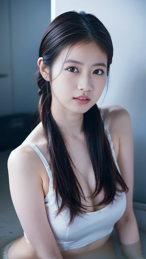 A photo of a girl with oriental features、Born、A beautiful woman is in a hot spri - SeaArt AI