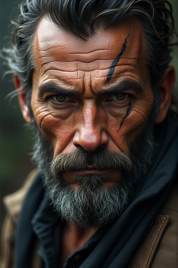 Man with a scarred and rough face. Your thick eyebrows, your prominent ...