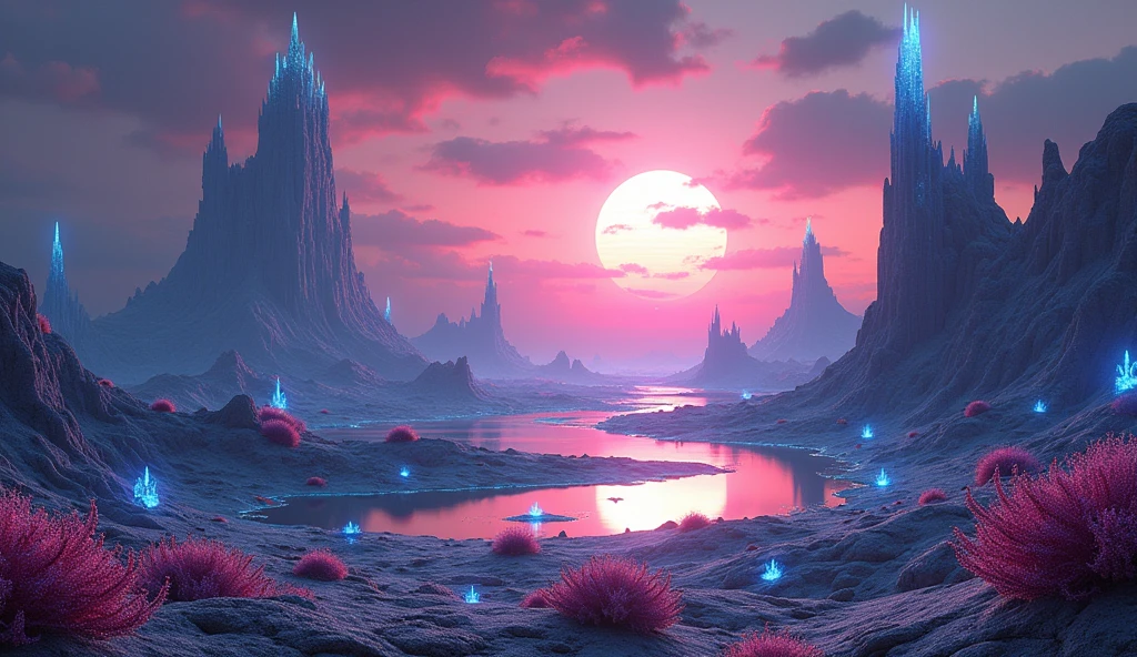 Create a planet "KOI 5715.O1" landscape location image. Hyper realistic ...