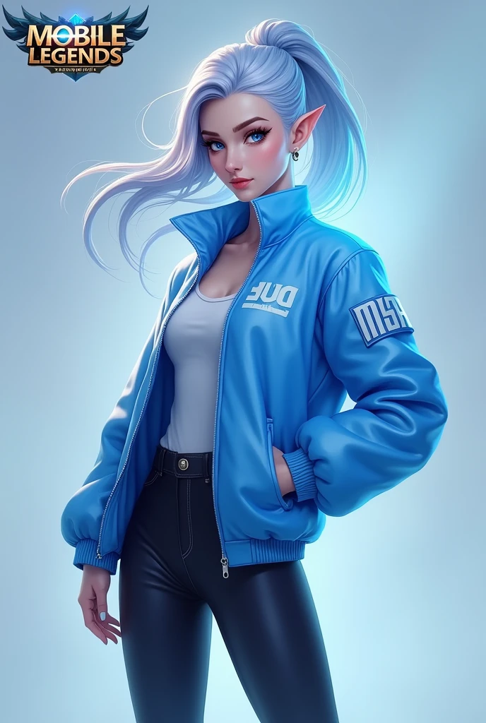 Make a mobile legends character miya with a words miya and her left ...