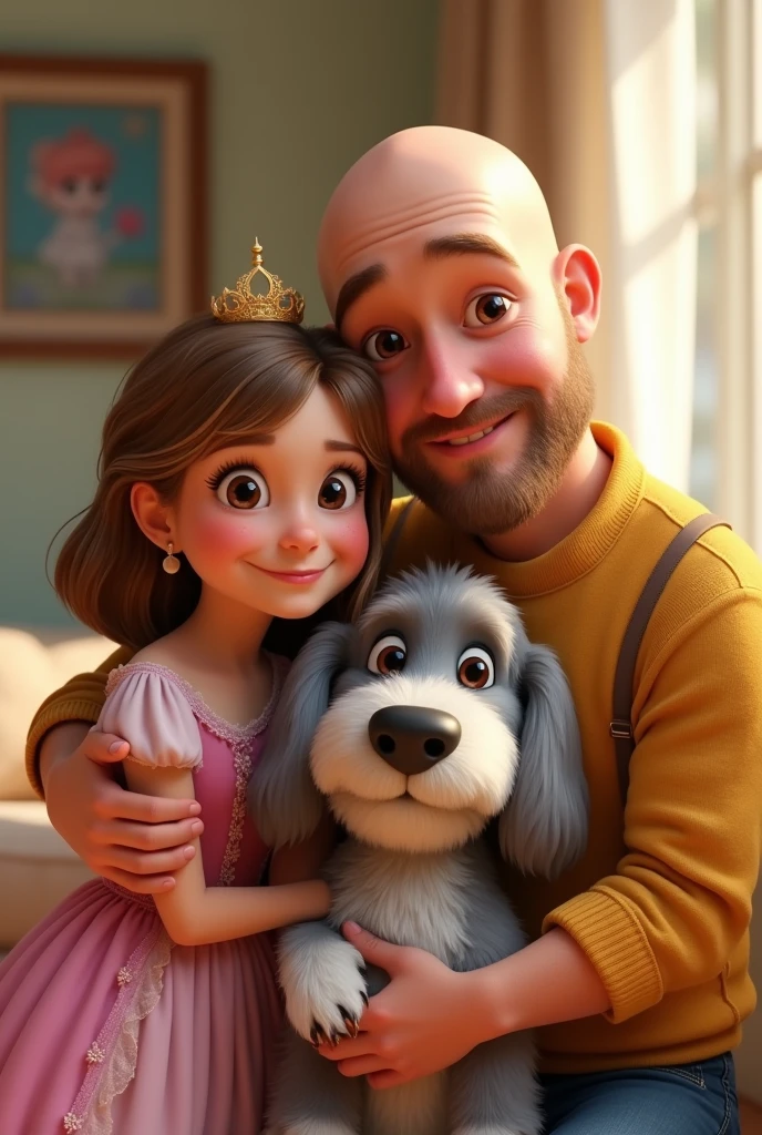 Pixar Disney style image of a man with very very short hair, almost ...