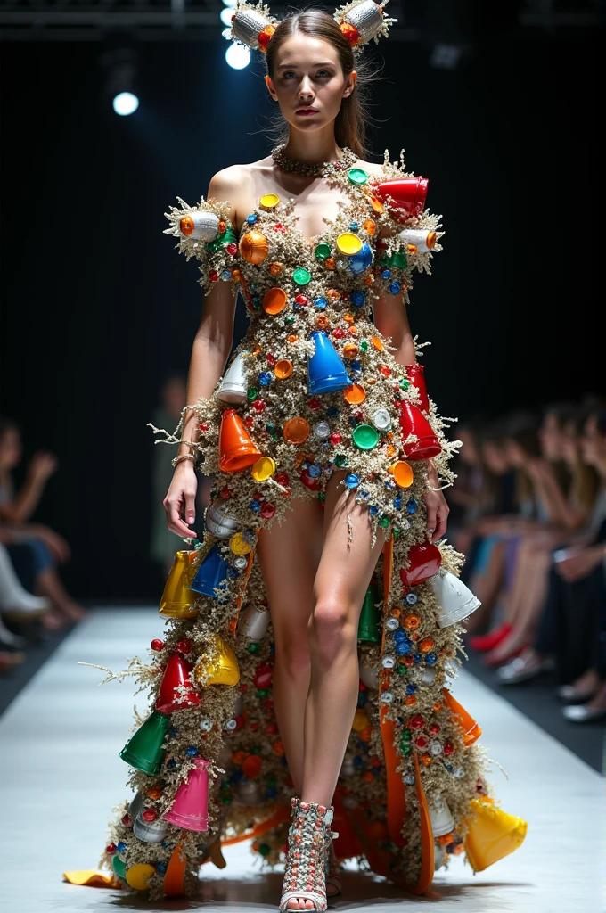 Please create a TRASHION SHOW dress for women and men that the design ...