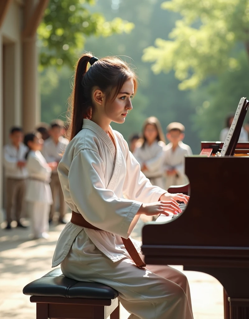 Hyper-realistic and highly detailed image of a girl, strong karate ...