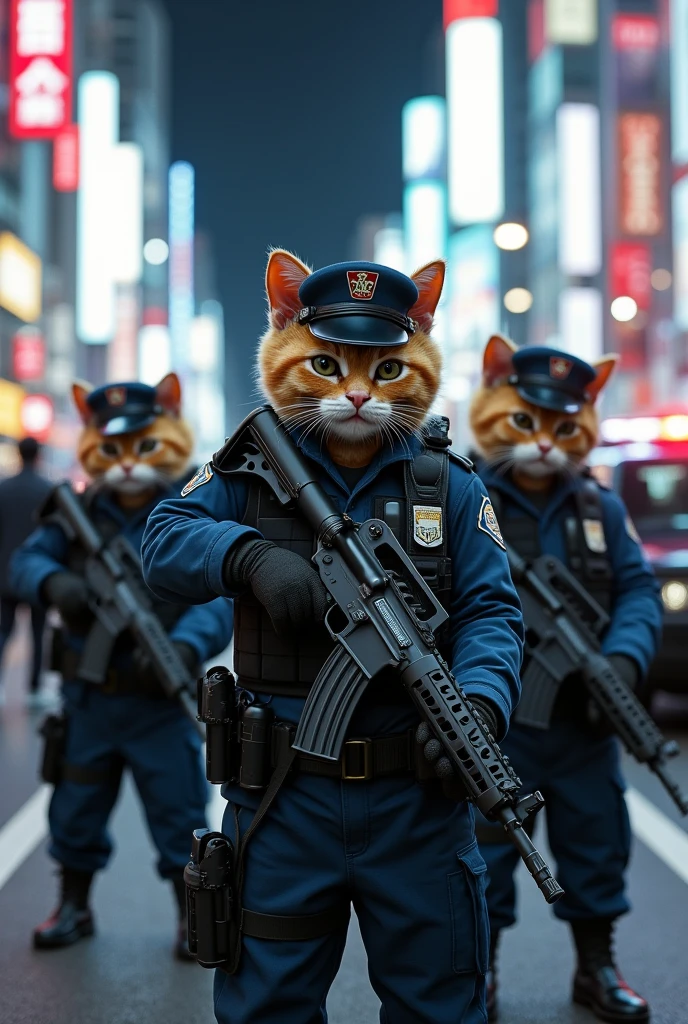 Bipedal kitten、Kitten Cat Beastman、Close to human、Wearing police ...
