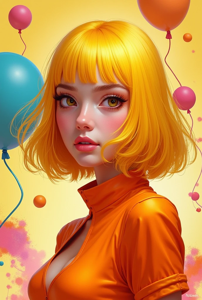 Make one with orange clothes and yellow hair - SeaArt AI