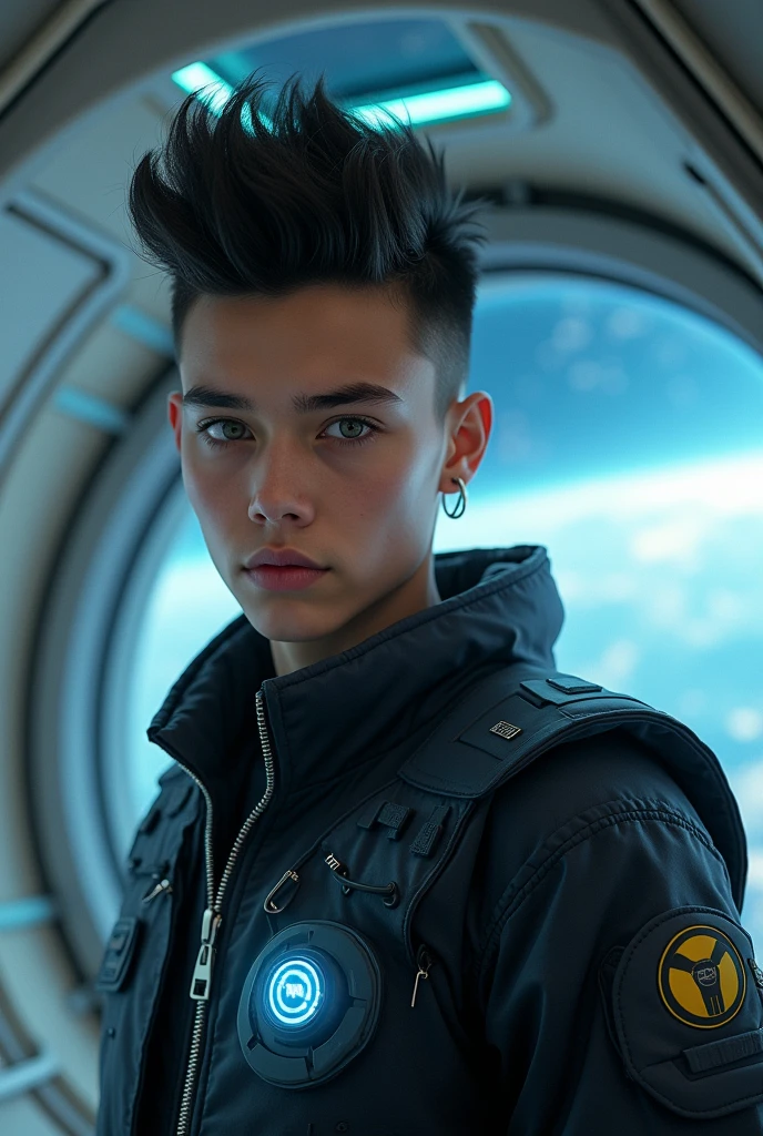 A very cool teenage boy, aged 15-16, in a science fiction style 4k ...