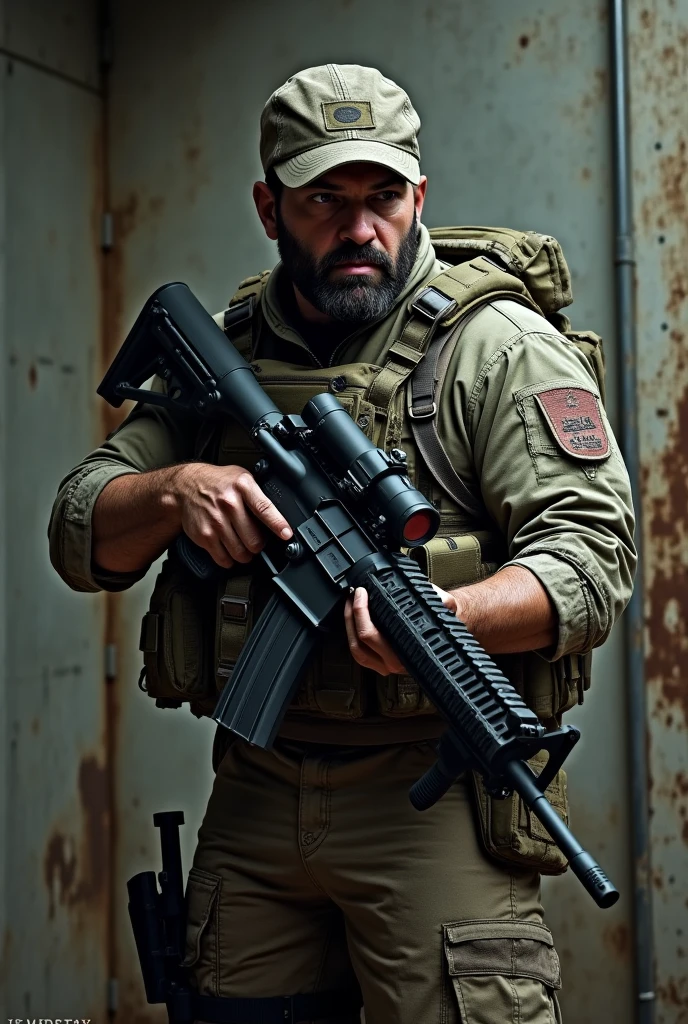 Captain price holding M16 with the written on the back garden fake ...