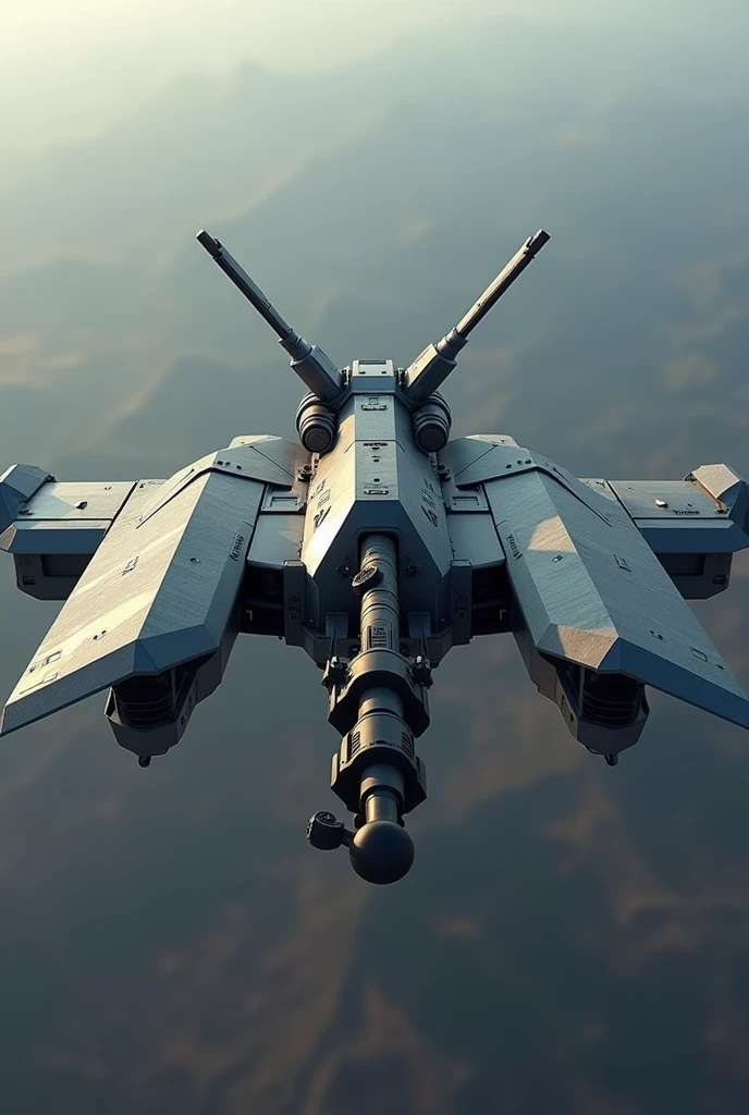 Design a highly advanced military drone system featuring two heavy ...