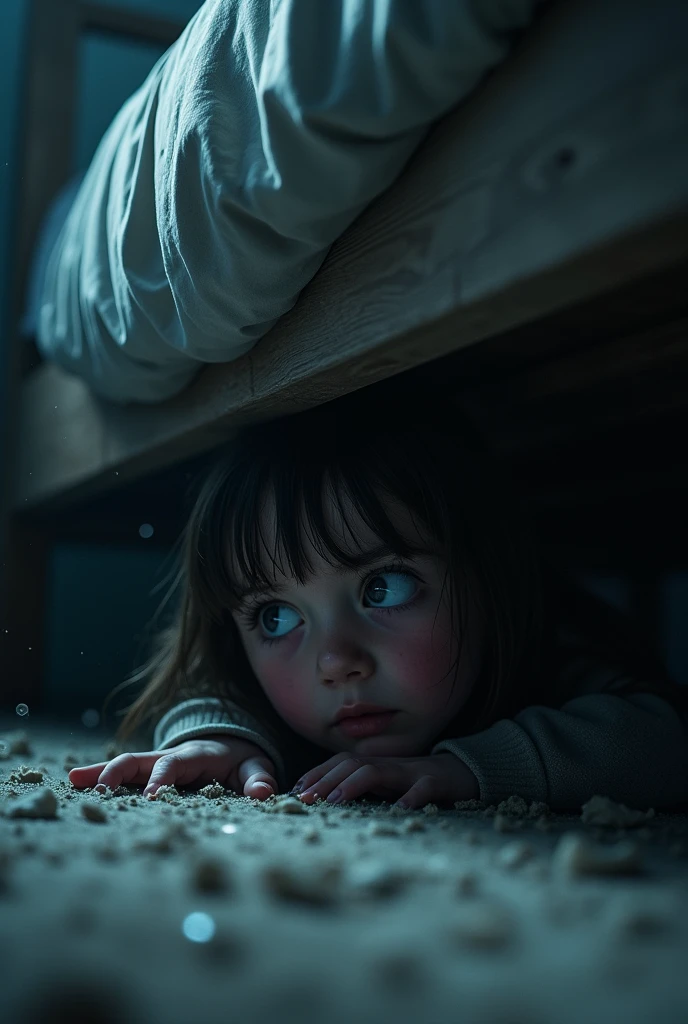 Girl hiding under the bed horror - SeaArt AI