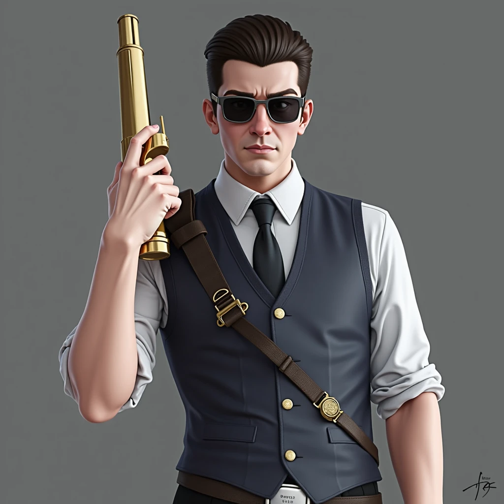 Call Of Duty character with golden weapon - SeaArt AI