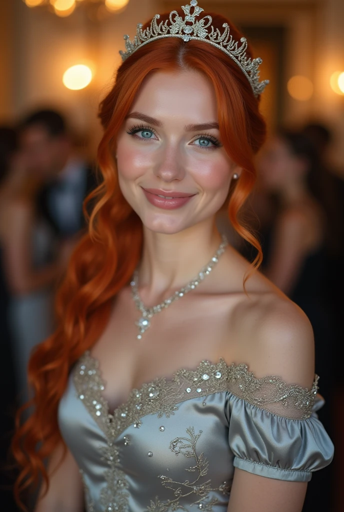 Realistic upper body portrait of one young german red haired princesses ...