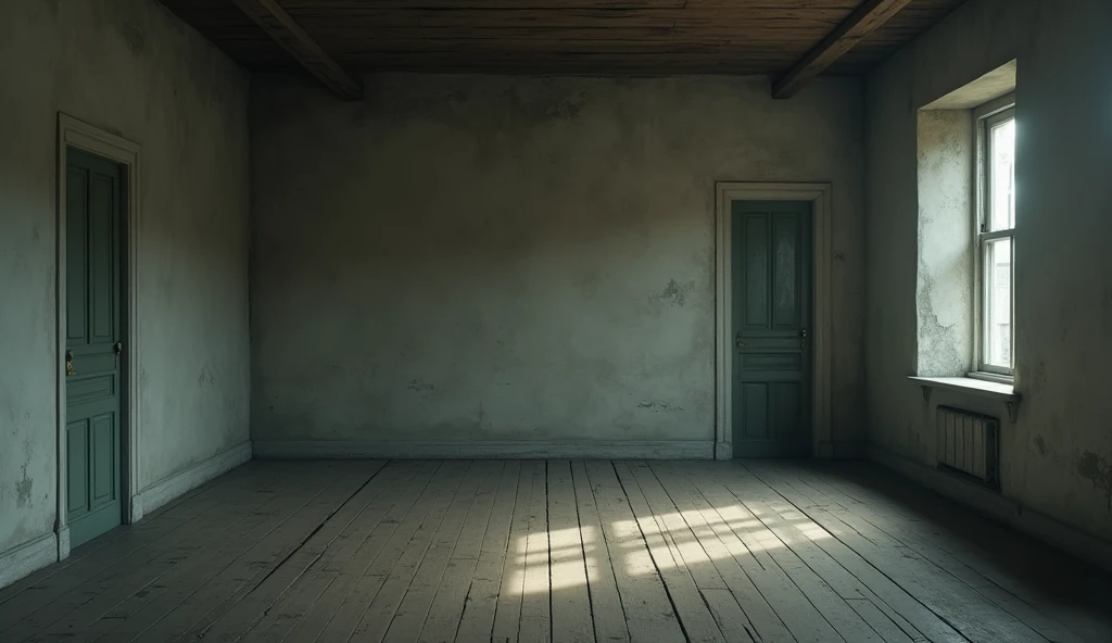 12. **Hidden Story**: An empty room and its walls, suggesting a hidden ...