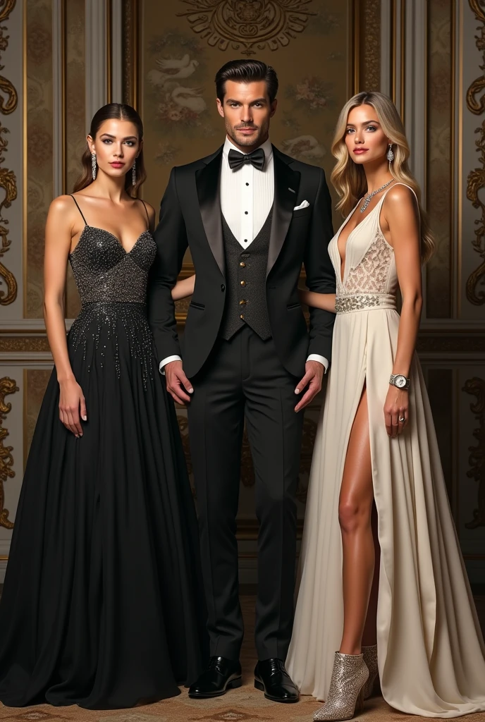 (photorealism:1.2), David Gandy in royal portrait with Paris Hilton and ...