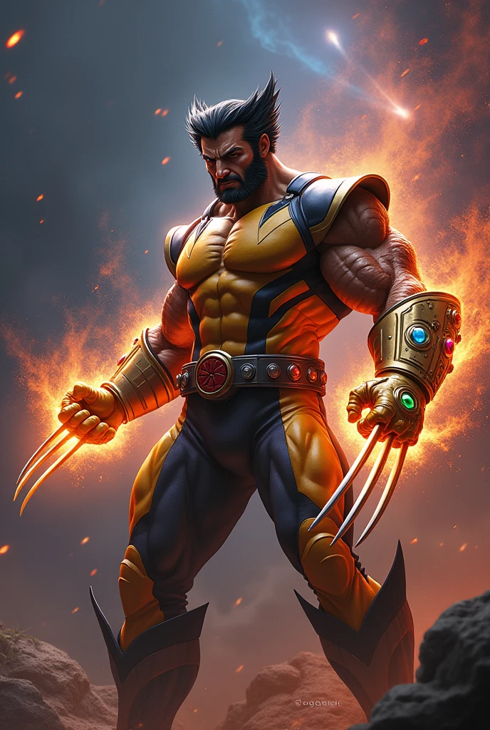 Wolverine use infinity gauntlet - SeaArt AI