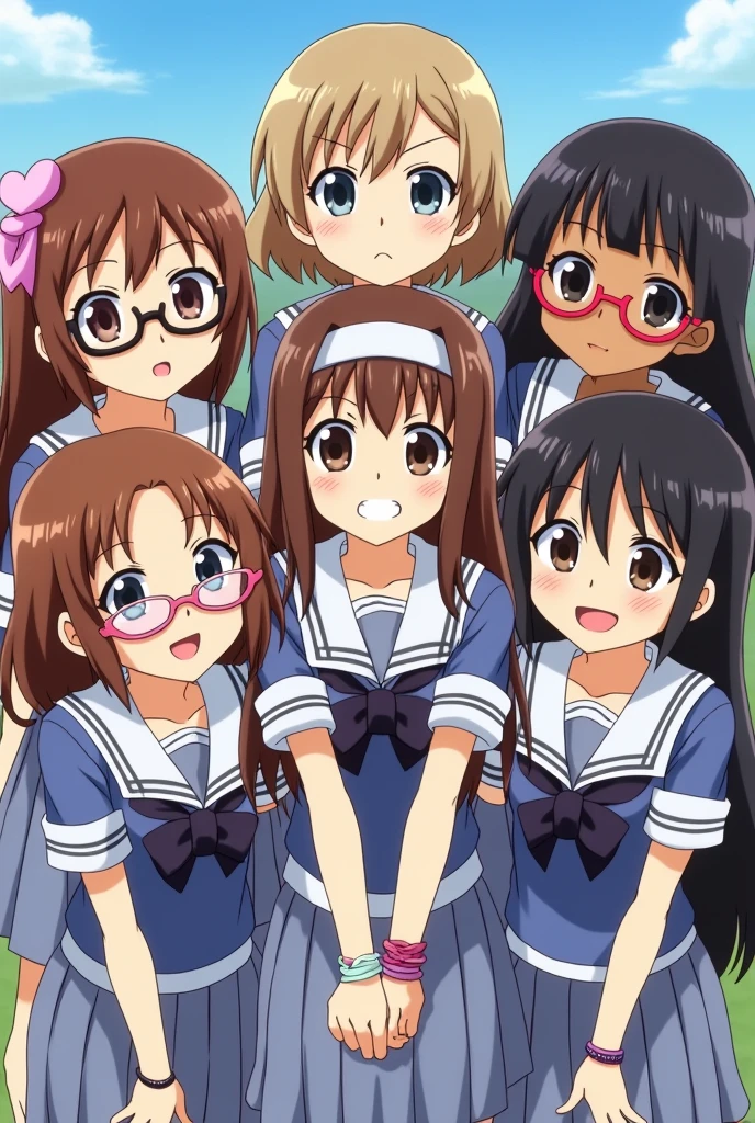 Dame un anime with 6 girls incluye un título que se llame: "Tatareta ...