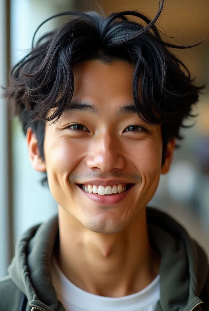 A Japanese man with a friendly look a short black dreadlocks in the ...
