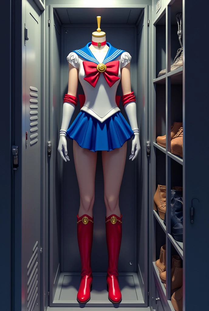 Sailor moon uniform inside a locker no human with boots and gloves ...