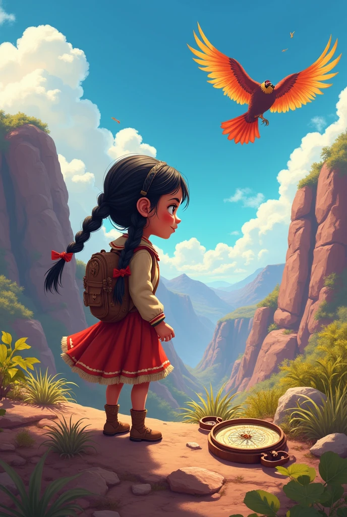 Story of an Peruvian girl with braided hair and big eyes, Excited in ...