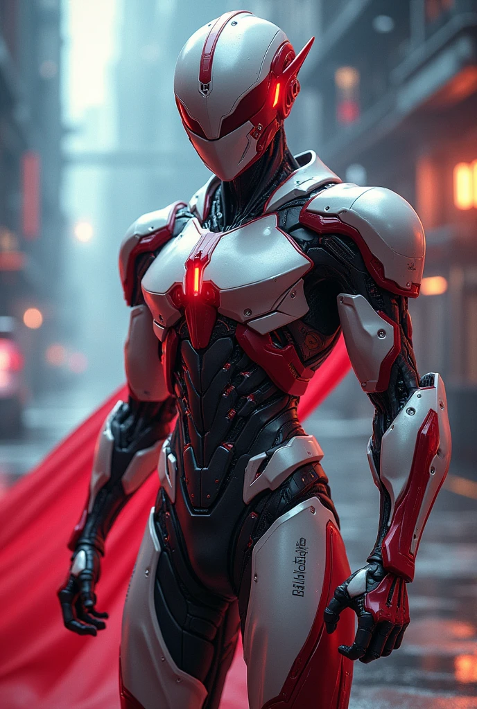 Create a male robotic anime fighting game character based off nors ...