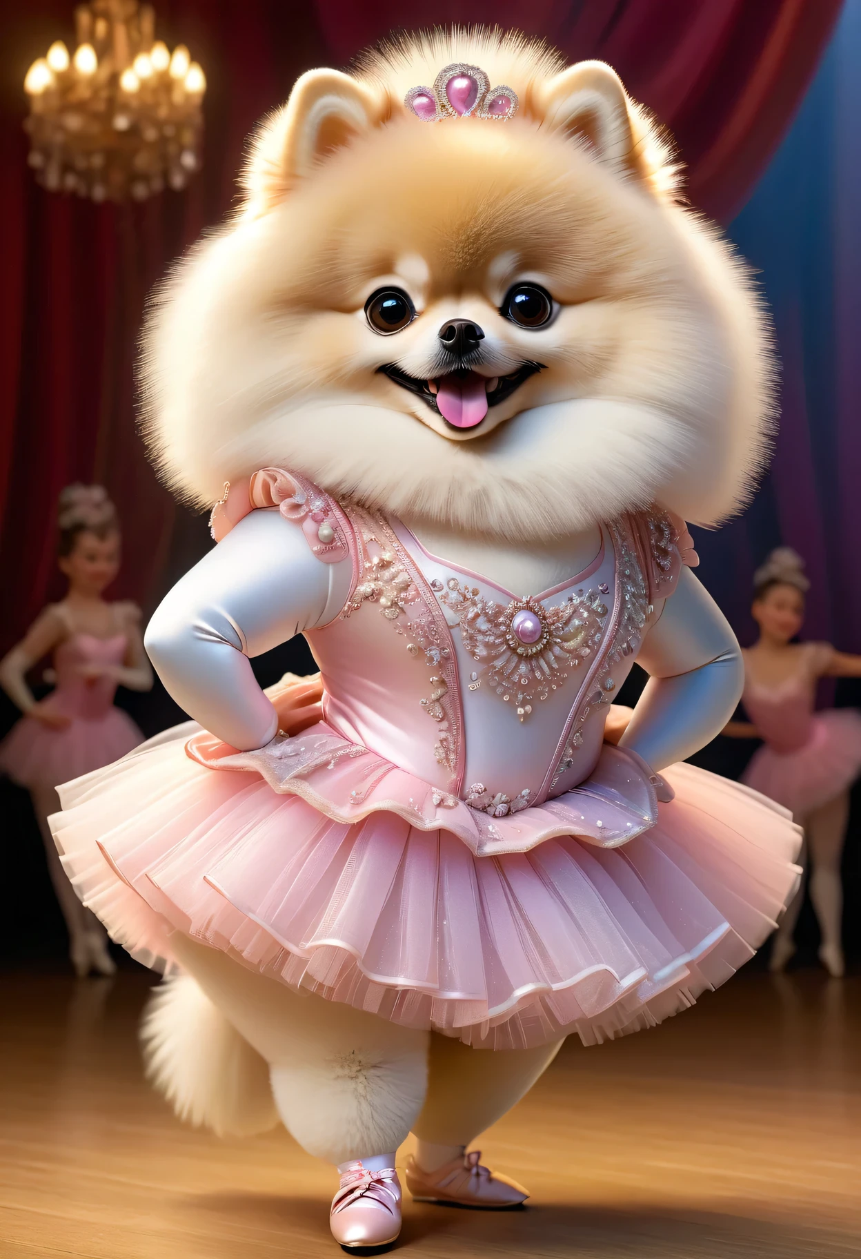 Portrait of Dressed animals - a ((fat)) (Pomeranian) ballet dancer ...