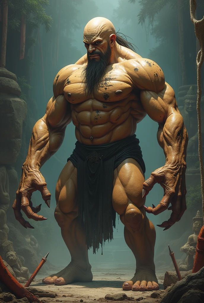 BALD MONSTER, with a ponytail, Prince Shokan, with several black spots ...