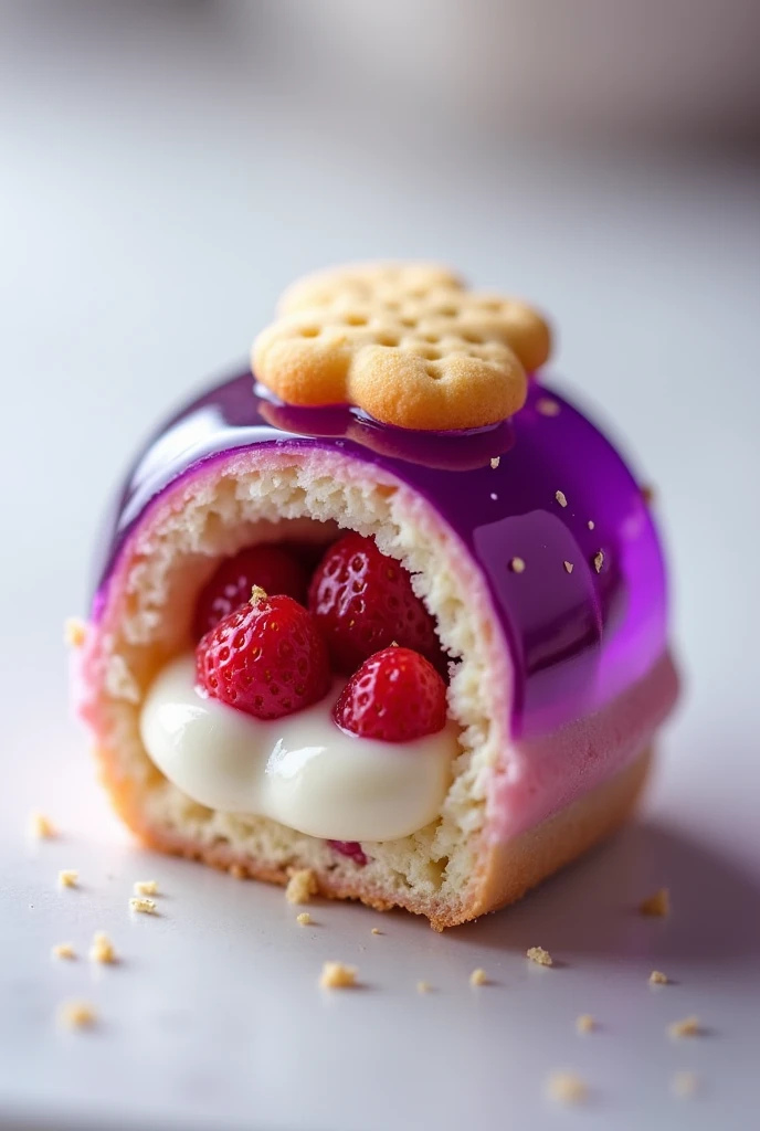 A cake-type dessert, small and round in the middle so that you can see ...