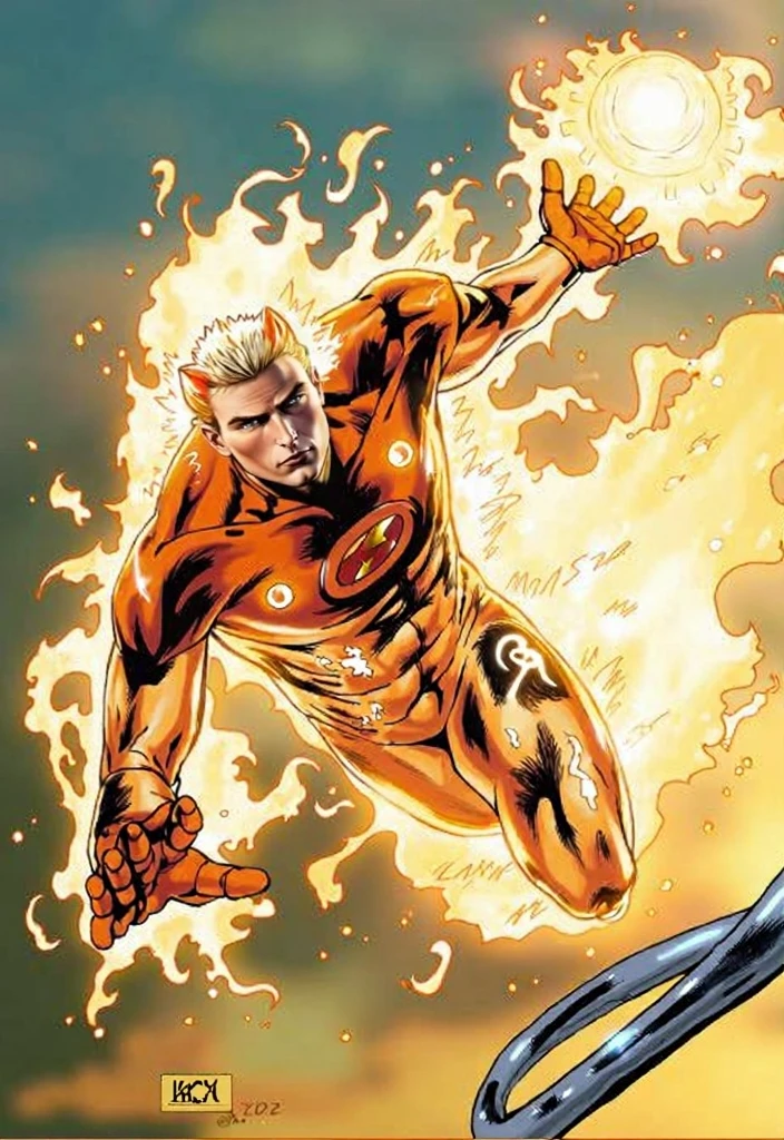 Zac Efron as (Human Torch), intense pose, dramatic expression - SeaArt AI