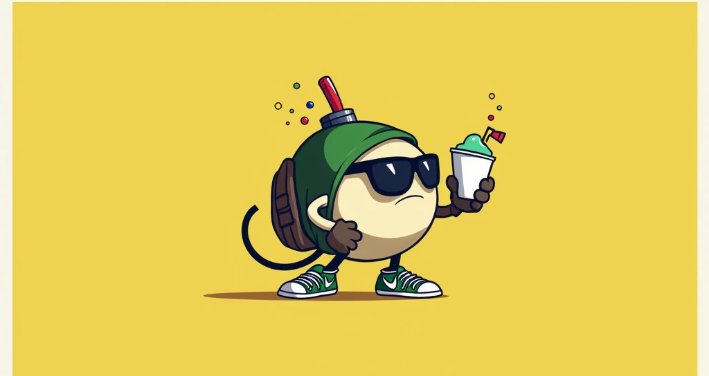 Spherical Bob-omb, with hood bag, with the fuse on fire in the head ...