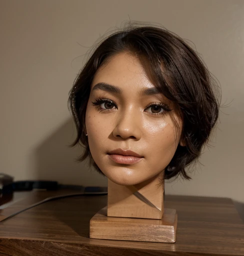 ((disembodied head on desk stand)), a beautiful natural indonesian ...