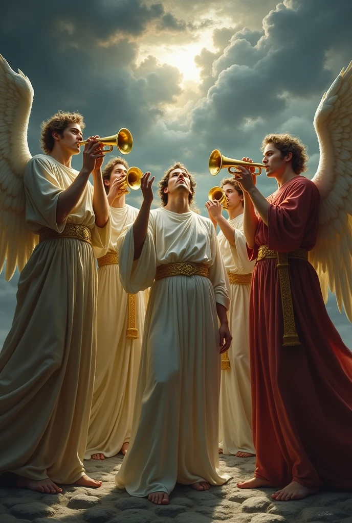 Angels playing the trumpets of the end of the world realistic the 6 ...