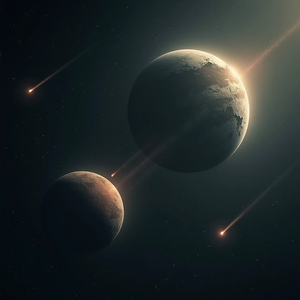 Two distant planets, not together, suffering from meteor showers ...
