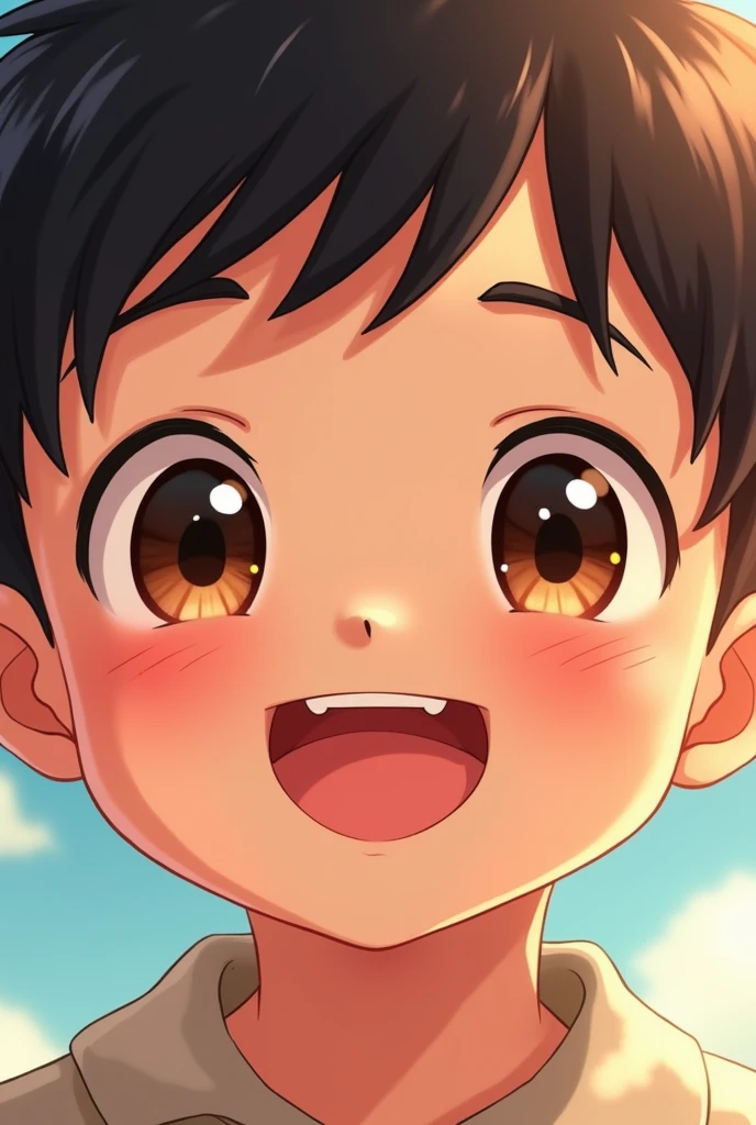 Anime happy boy only face - SeaArt AI