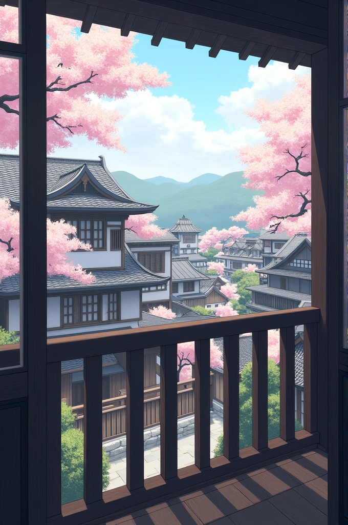 Soothing japanese neighbour hood from a balcony with different and ...