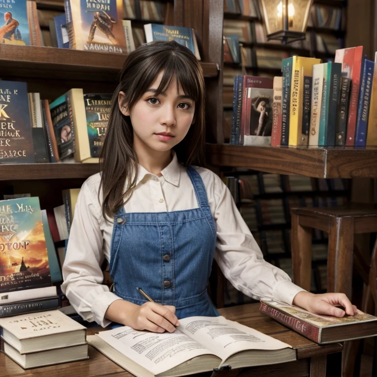 Random scene, (Bookstore Girl:1.6), hyper realistic, 8k, vibrant colors ...