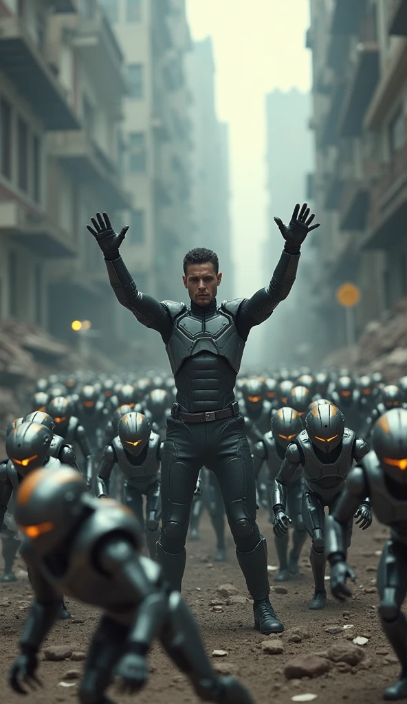 Mini AI robots are destroying a human - SeaArt AI