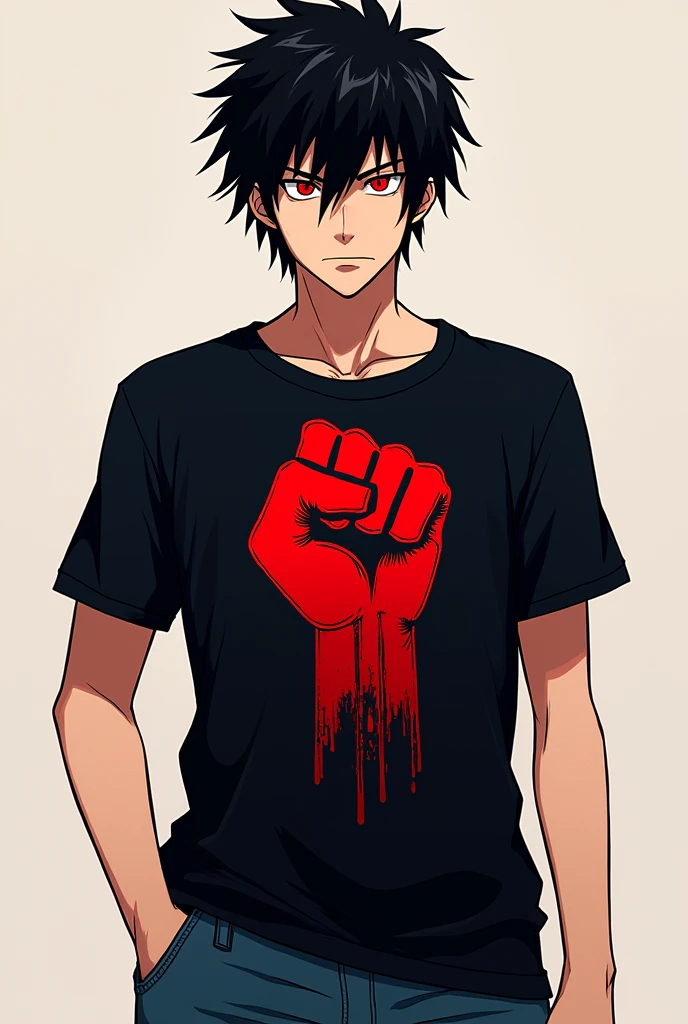 Kazushi From Overflow Anime With Black Hairs Wearing Black T Shirt And ...