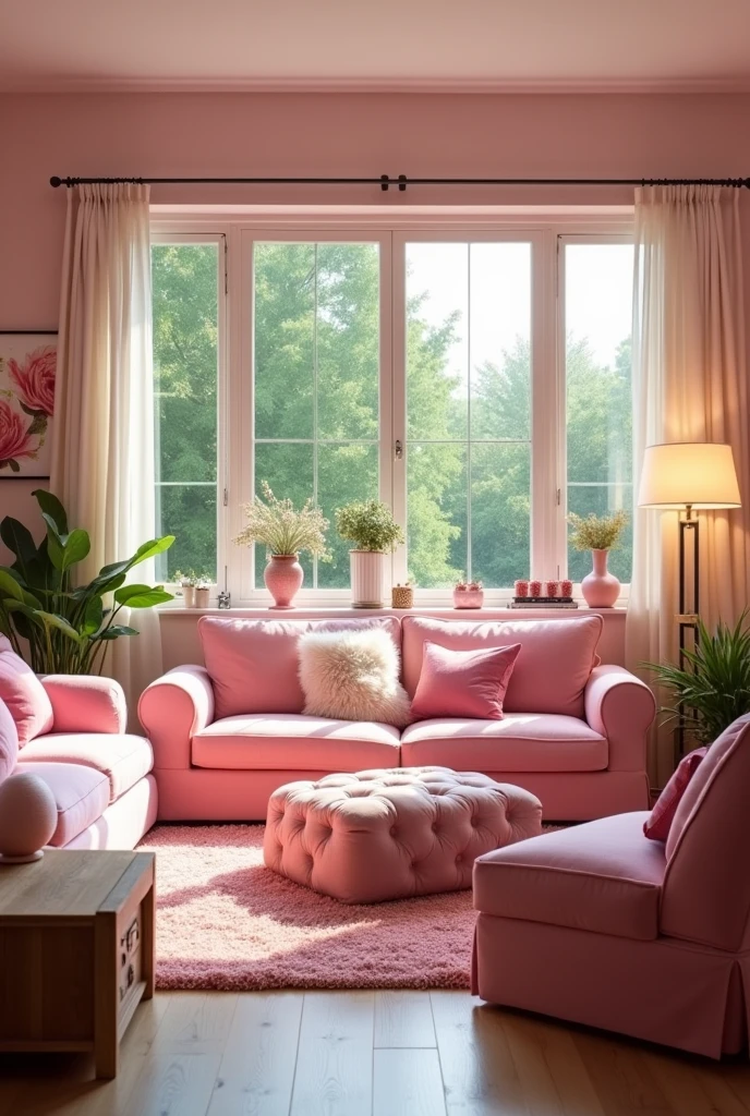 Pink living room - SeaArt AI
