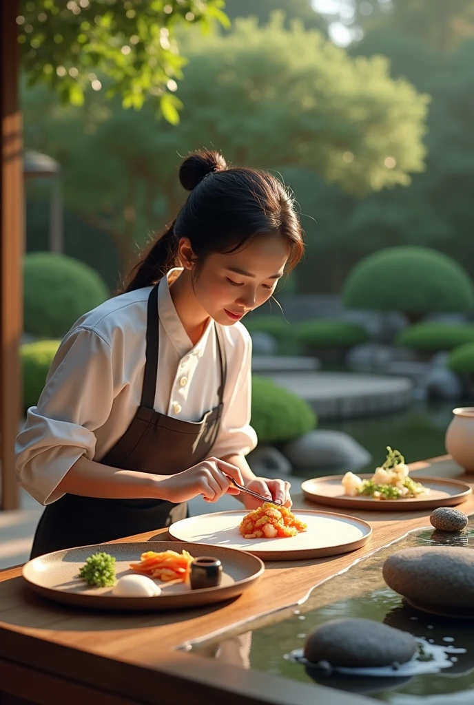 ((best quality)), (detailed), cuisine zen en U, refreshing, energy ...