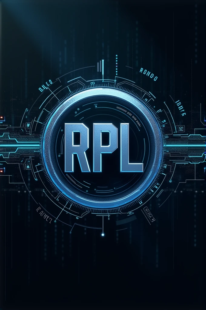 Create a futuristic pictorial logo from the word RPL with a circle with ...