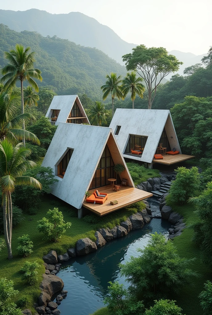 Create modern triangle houses acehnese architecture - SeaArt AI