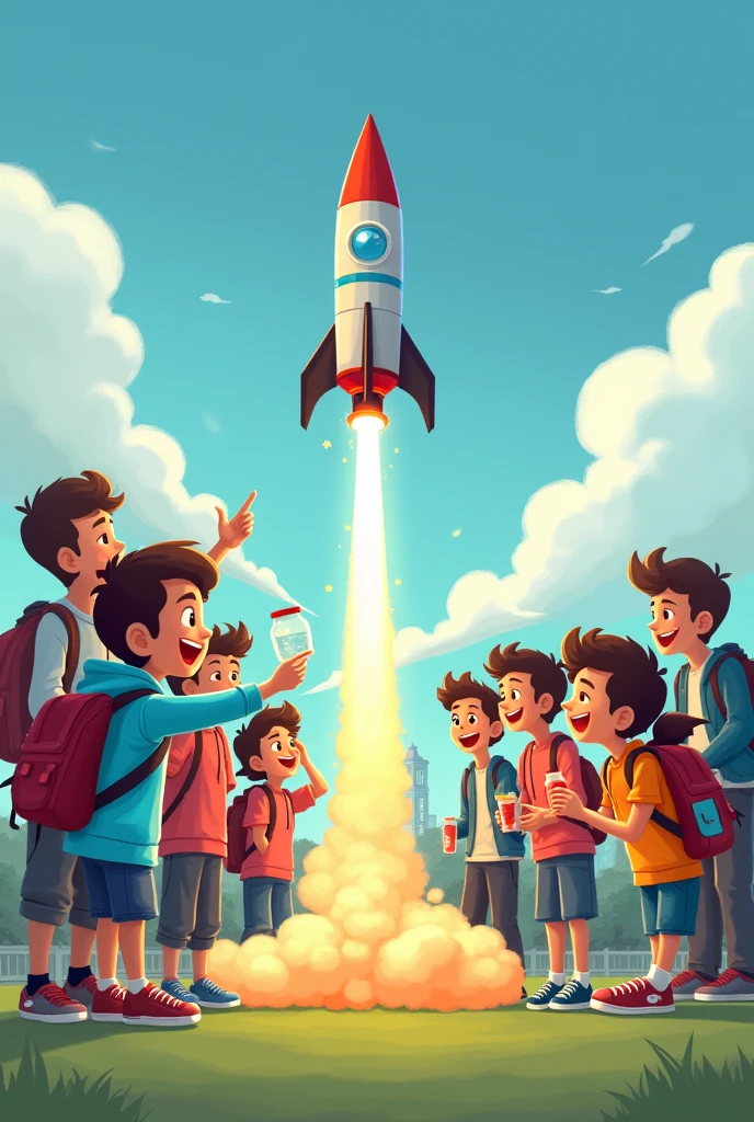 Water bottle rocket launcher competition students - SeaArt AI