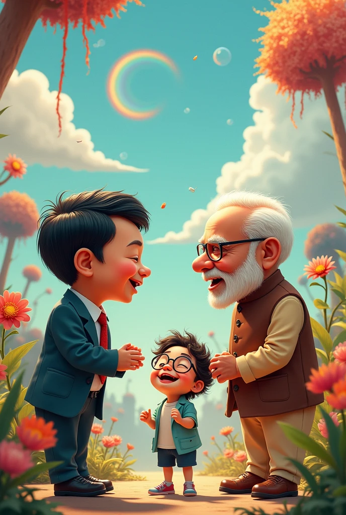 Xi jinping and narendra modi playing with Dr unus - SeaArt AI