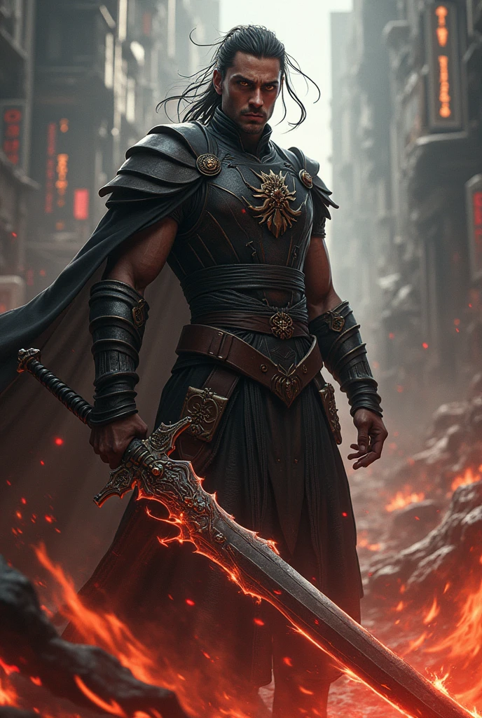 Create a striking and intense scene featuring Kairo confidently ...