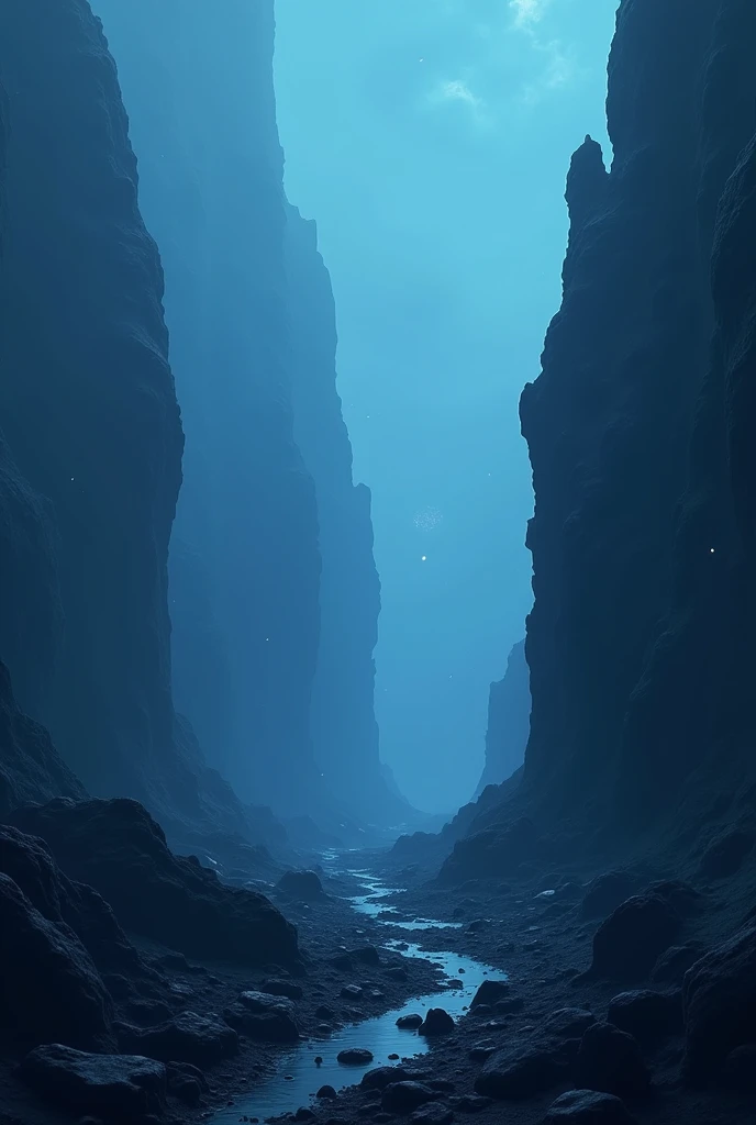 Dark Scape; Light Blue; pixelated - SeaArt AI