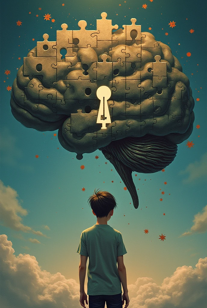Give me an image of a mind of a teenage boy. His mind looks like a ...
